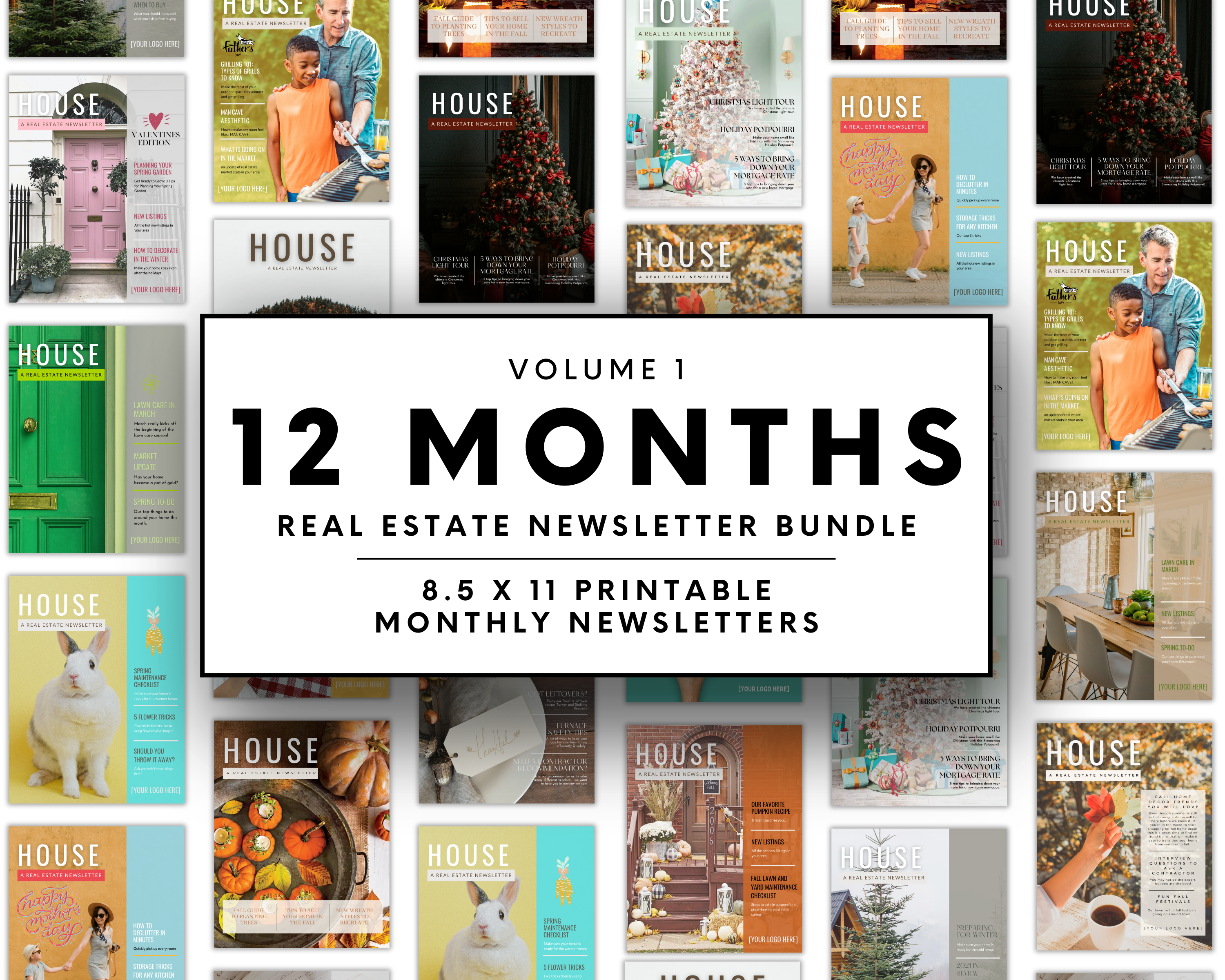 12 Month Newsletter Bundle - 8.5 x 11 Real Estate Template – Elevated Agent