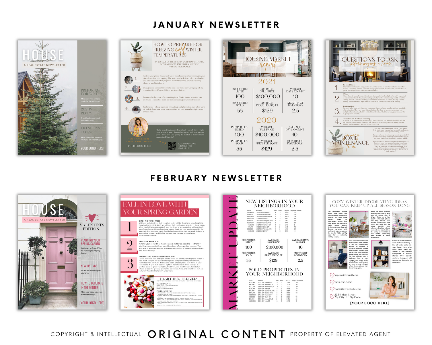 12 Month Newsletter Bundle - 8.5 x 11 Real Estate Template – Elevated Agent