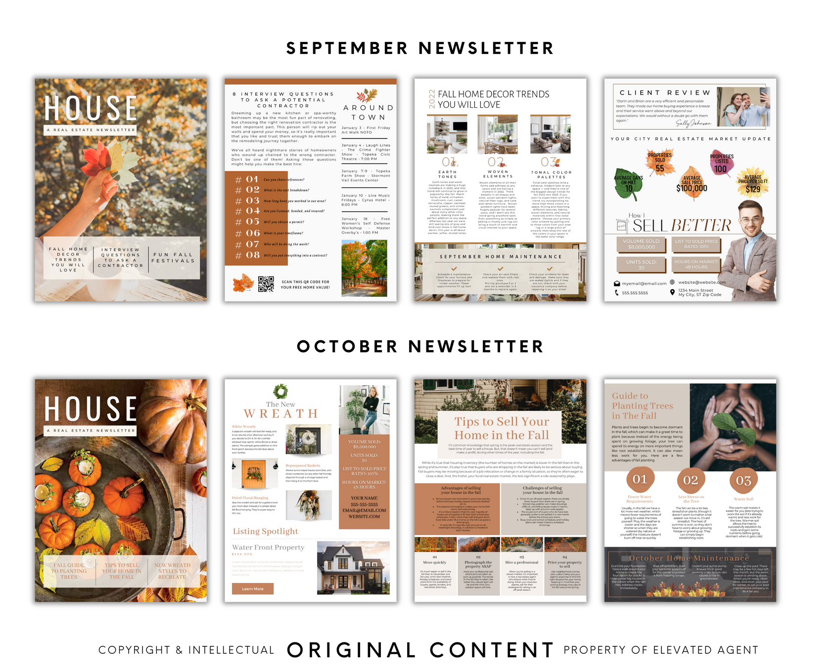12 Month Newsletter Bundle - 8.5 x 11 Real Estate Template – Elevated Agent