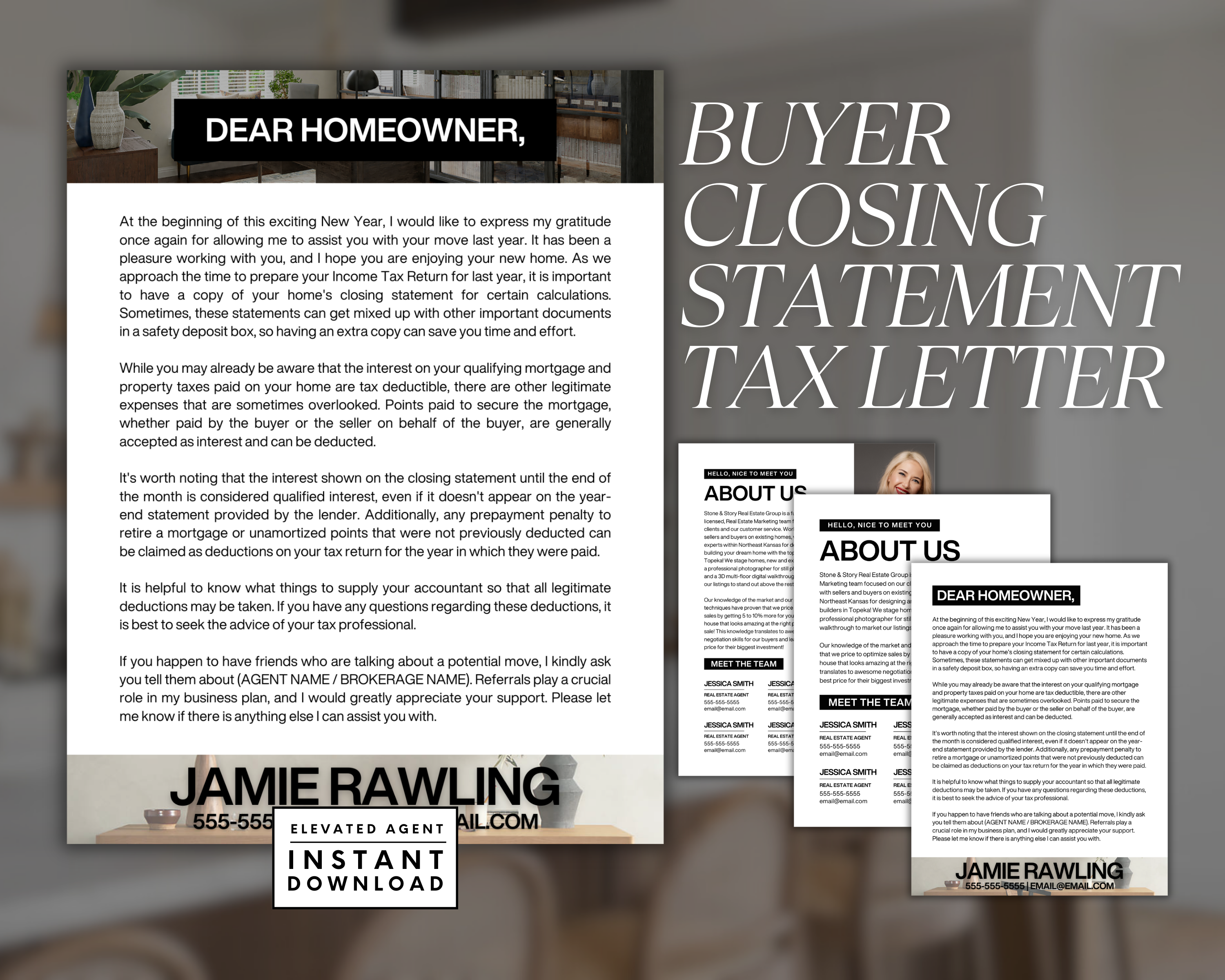 Buyer Closing Statement Tax Letter - Classic Design Style – Elevated Agent