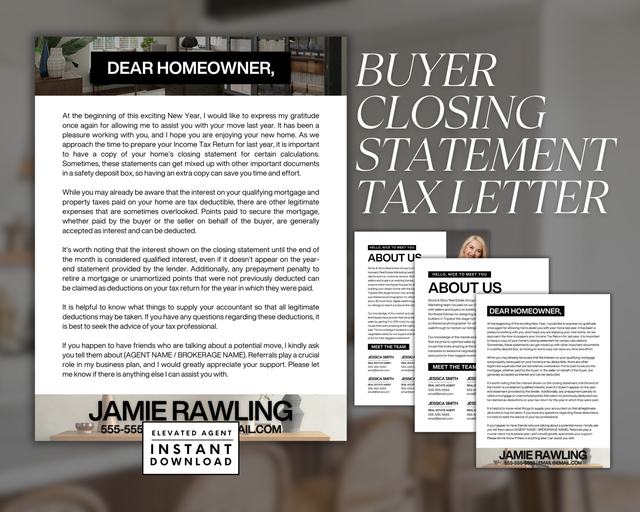Buyer Closing Statement Tax Letter - Classic Design Style – Elevated Agent