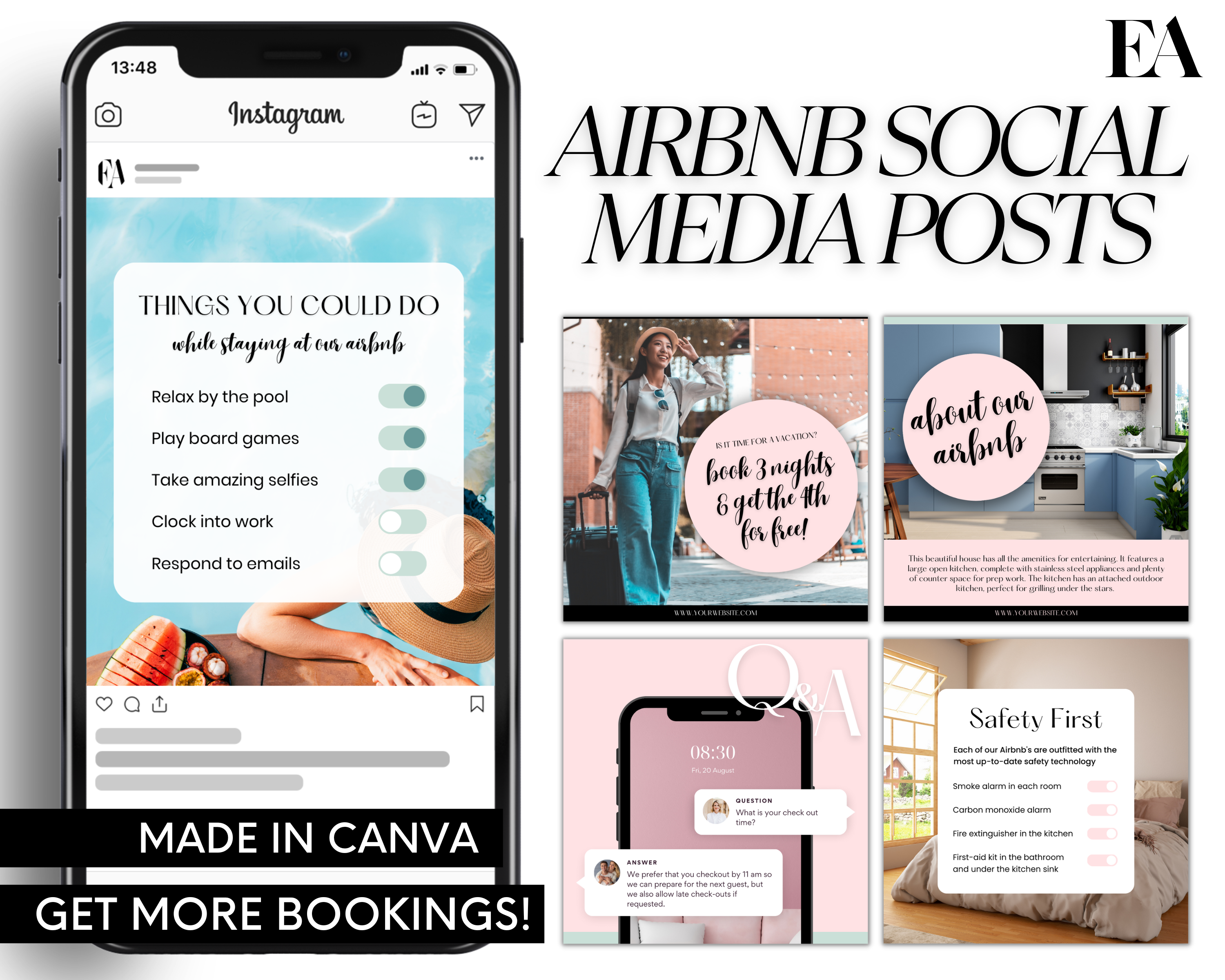 Playful Airbnb Social Media Posts 1 - Real Estate Template – Elevated Agent