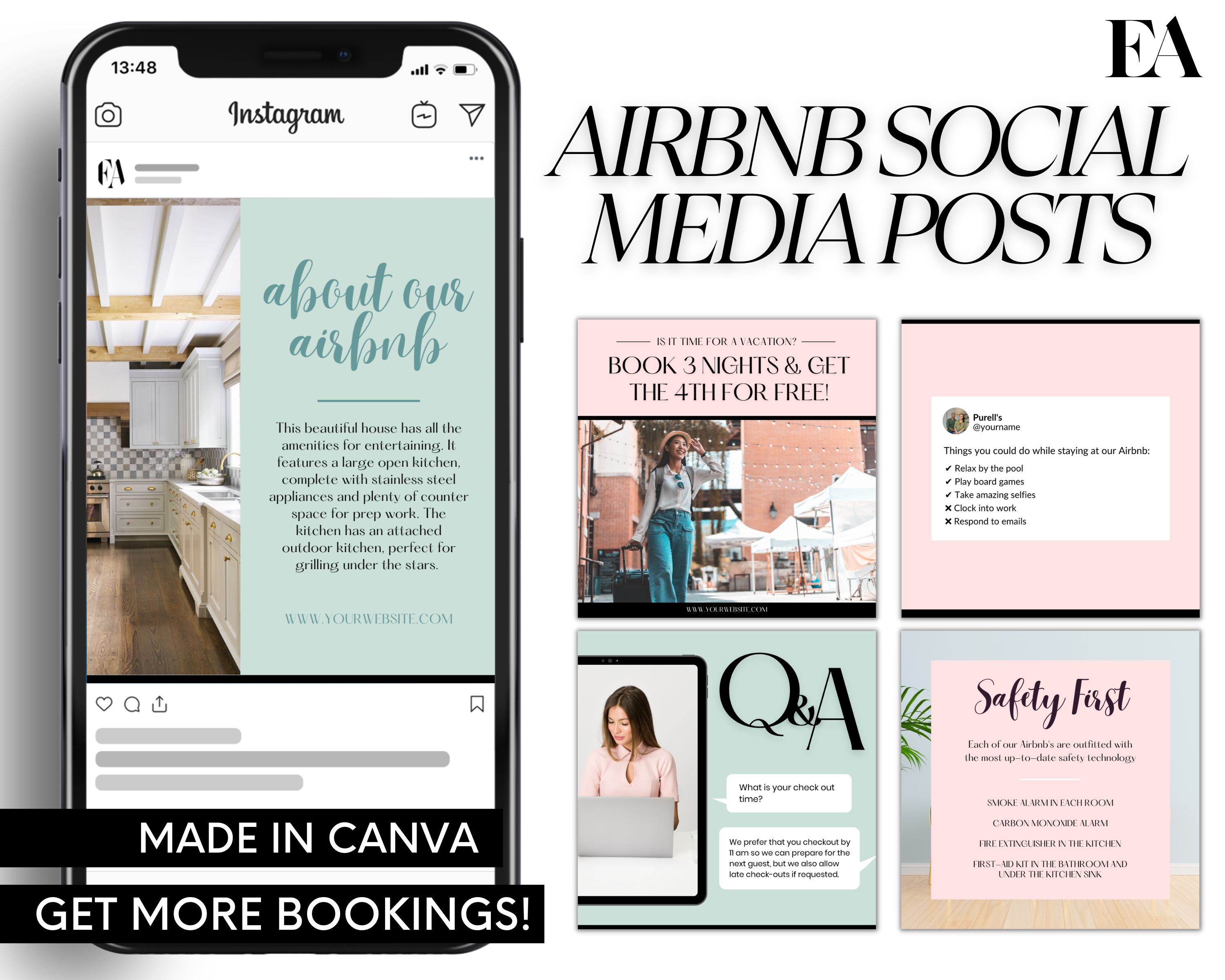 Playful Airbnb Social Media Posts 2 - Real Estate Template – Elevated Agent