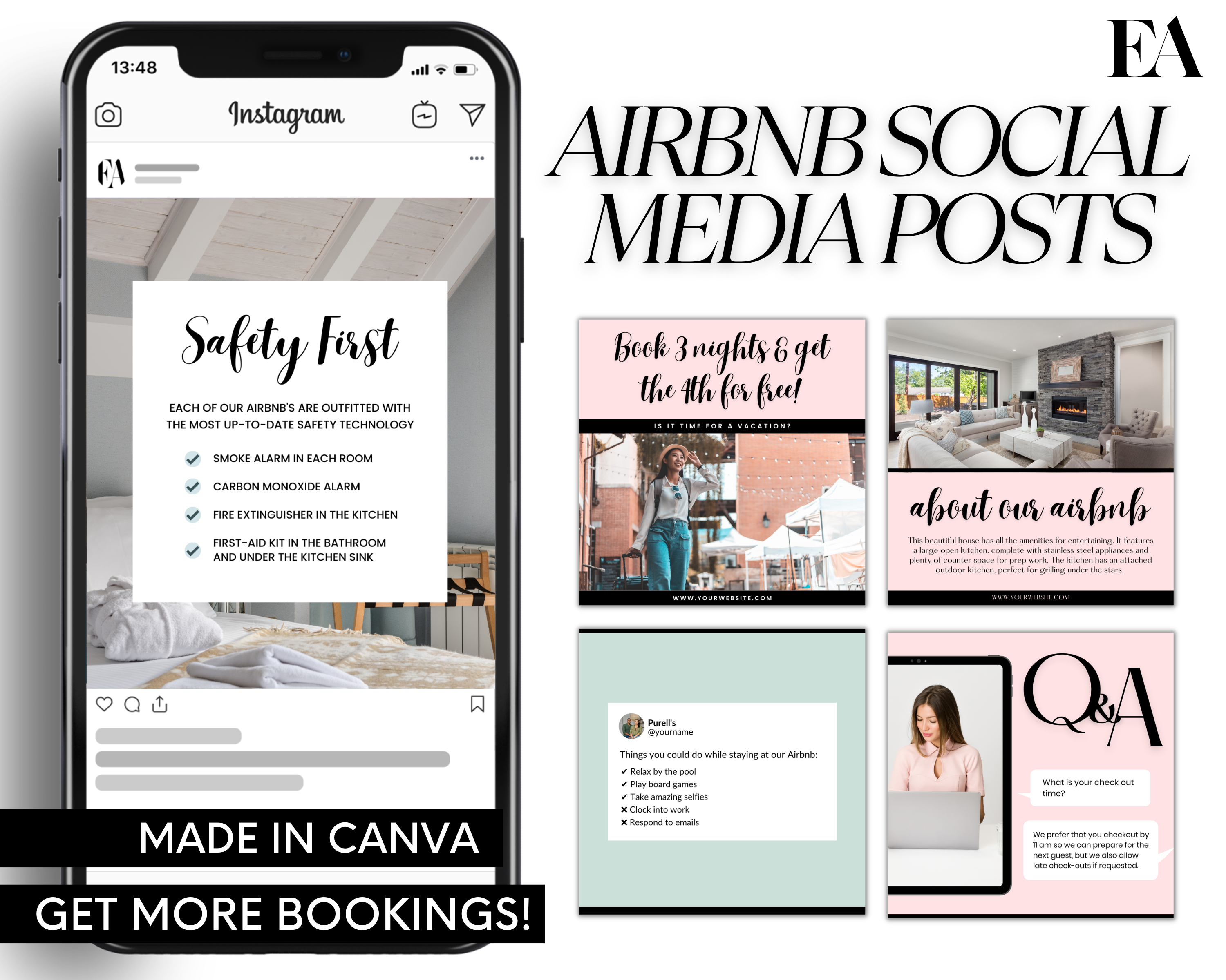 Playful Airbnb Social Media Posts 3 - Real Estate Template – Elevated Agent